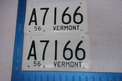 1956 56 VERMONT VT CAR VEHICLE LICENSE PLATE PAIR SET TAG #A7166 | eBay