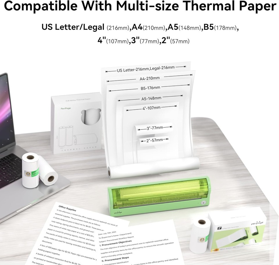 Imprimante Thérmique Portable Peripage P80 Vert 203DPI USB Bluetooth | eBay