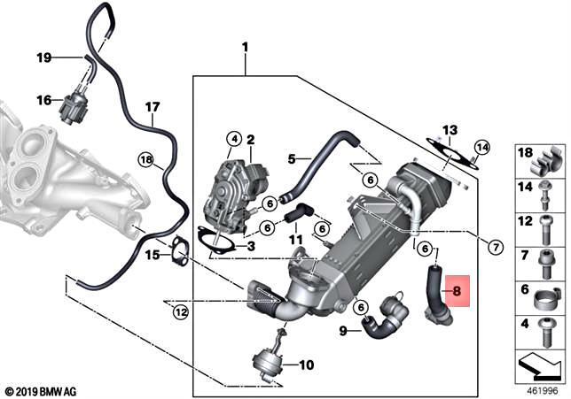 Genuine BMW X3 M X4 X5 X6 G01 G02 G05 Hose Egr Cooler-Thermostat ...