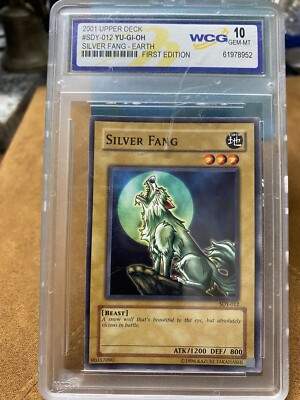 Yugioh Card Silver Fang Earth 1996 Graded 10 ATK/1200 DEF/800 Konami ...