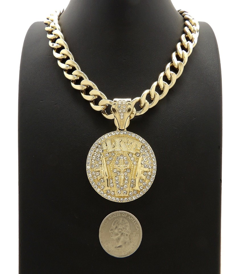 Hip Hop NBA YoungBoy 4KT Pendant & 10mm 18" 20" 24" 30" Cuban Chain ...