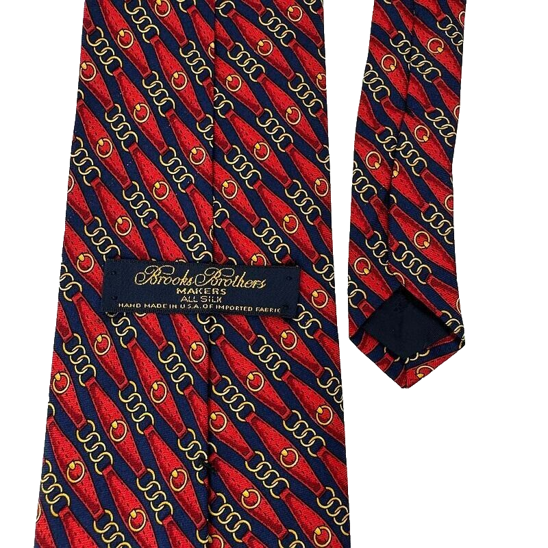 Brooks Brothers Makers Neck Tie Silk Red Gold Chains Made USA Mens | eBay