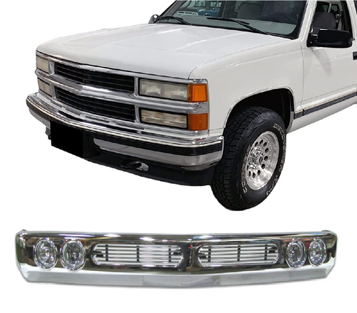 Chrome Metal Bumper With Dual Fog Lights/Billet Insert Chevy GMC OBS C ...