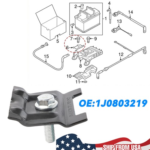1J0803219 Battery Hold Down Clamp Bracket + Bolt For VW Golf Mk4 Mk5 ...