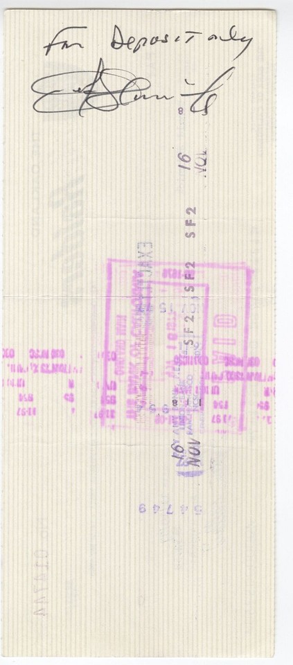 Don Shinnick Signed AUTO 1977 Oakland Raiders payroll Check Las Vegas ...