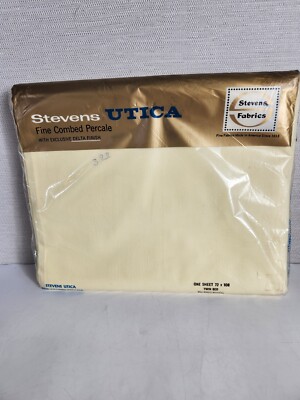 Vtg Stevens Utica Fine Combed Percale Sheet Twin Flat Yellow ...