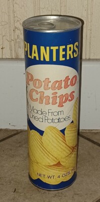 SEALED BUT EMPTY 1970s Planters Potato Chips Tube Canister FACTORY ...