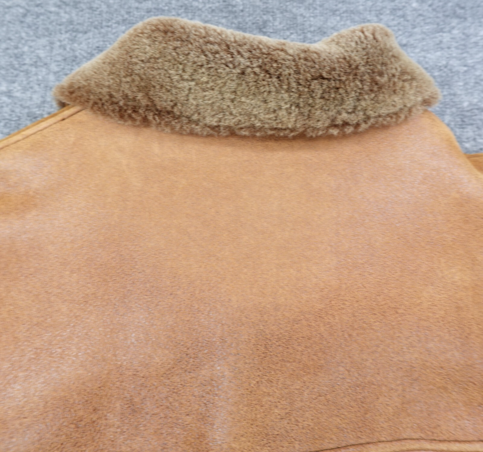 Orvis Coat Men 3XL Brown Leather Lambskin Shearling Heavy Jacket Double ...