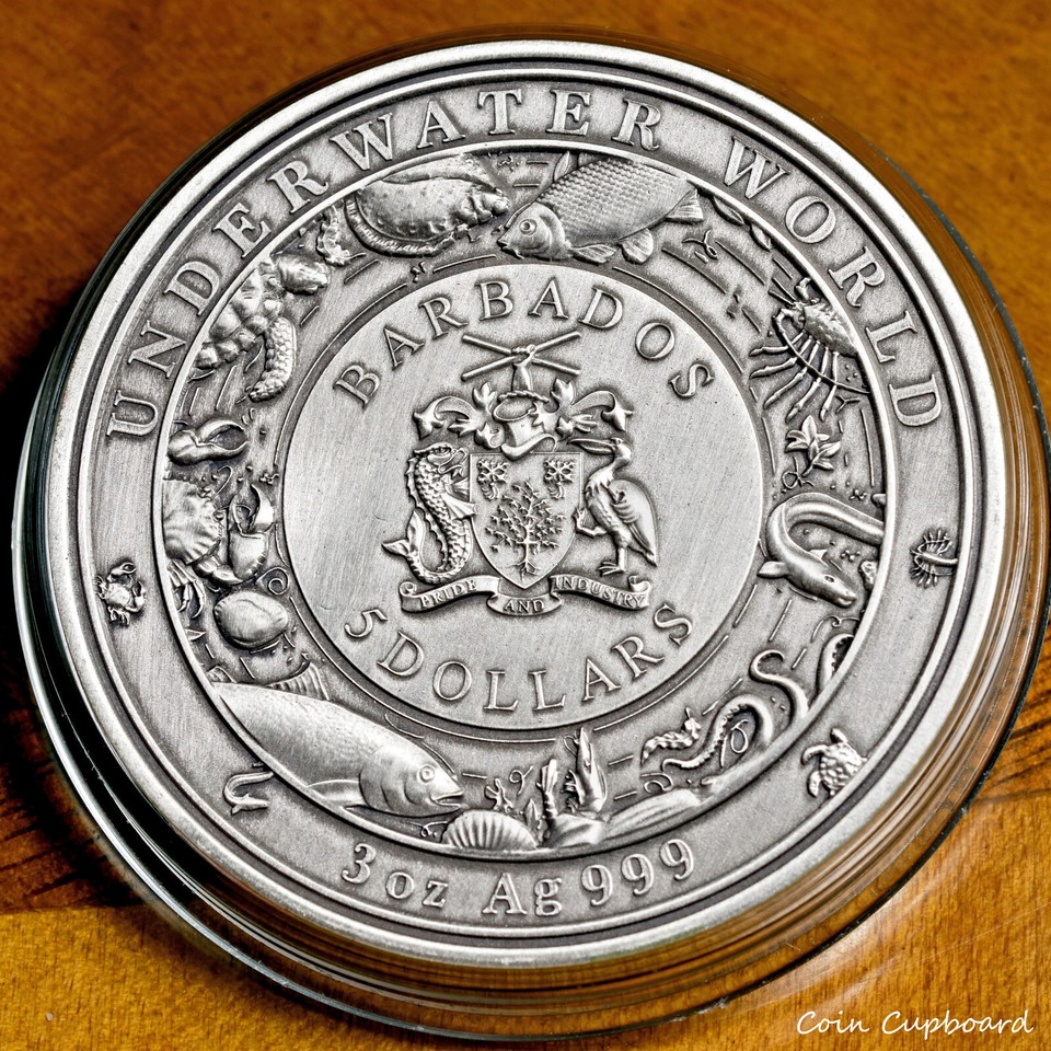 2018 Barbados - 3oz .999 silver w/ enamel resin - Great White Shark | eBay