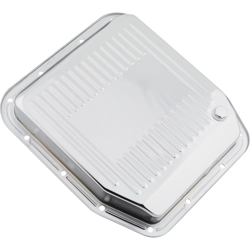 Steel Transmission Pan, Stock Capacity, Ribbed, Chrome, Fits Ford AOD ...