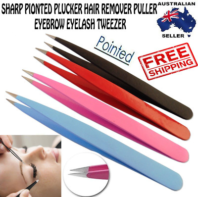 Professional eyebrow eyelash tweezers sharp pointed plucker hair ...