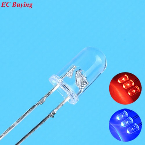 50pcs 5mm Flashing Red/Blue Bi-Color Flash LED Diodes 10000mcd Blinking ...
