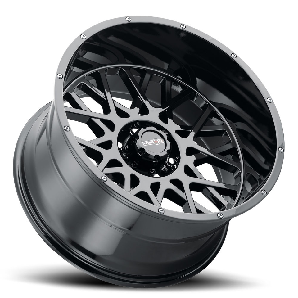Set 4 22" Vision Off-Road 412 Rocker Gloss Black Wheels 22x10 6x5.5 ...