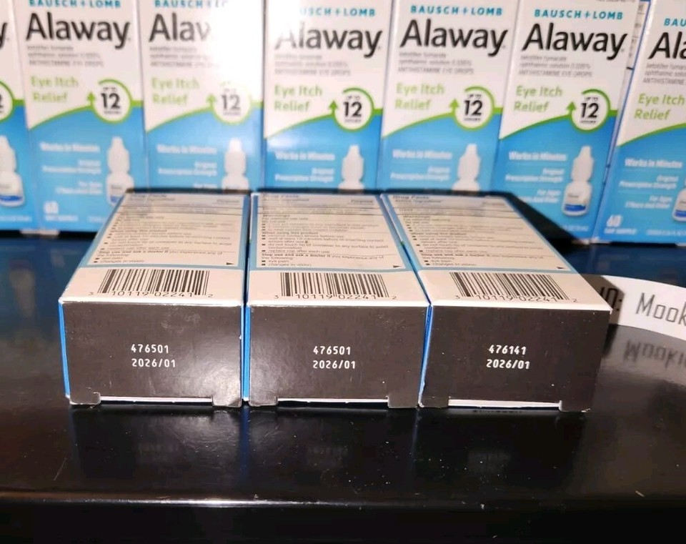 EXP 01/2026+! 3 Box Lot ALAWAY Eye Drops 0.34oz 10mL 12HR Relief 6 ...