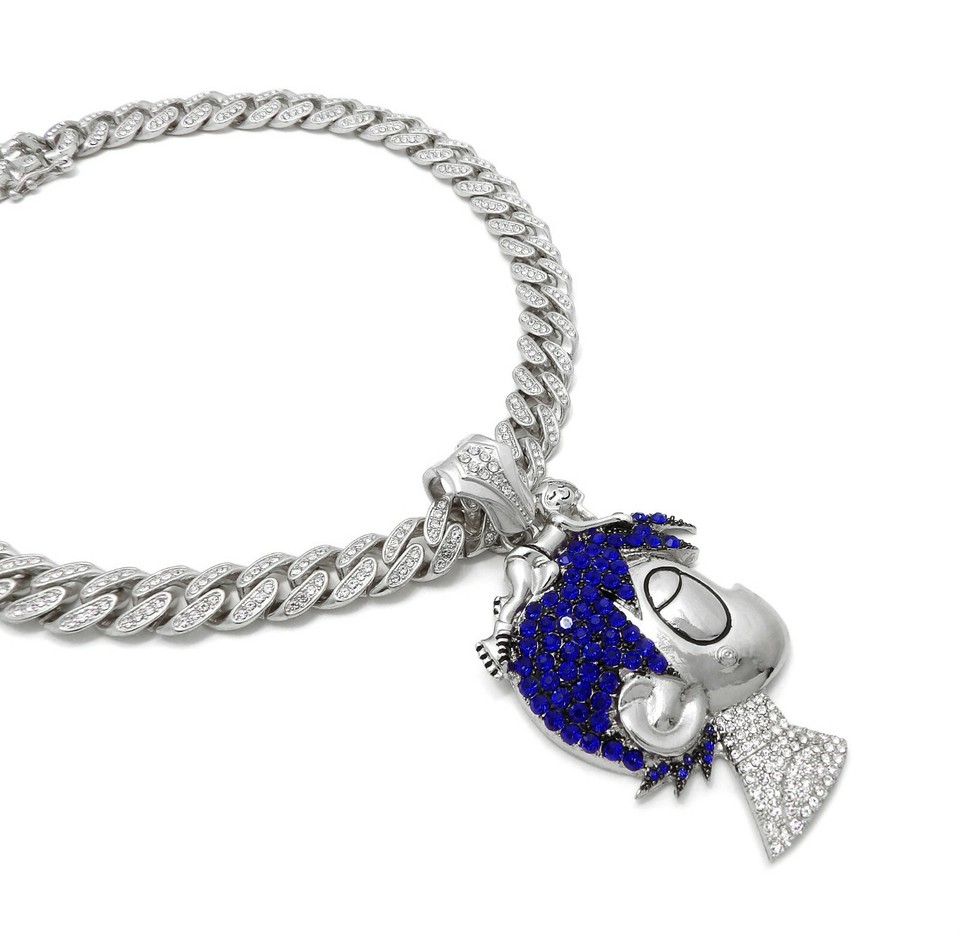 DIAMOND LIL UZI VERT PENDANT SILVER MIAMI CUBAN LINK CHAIN NECKLACE ...