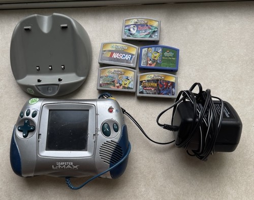 Leap Frog Leapster L-Max Learning Game System Blue Handheld + 4 games ...