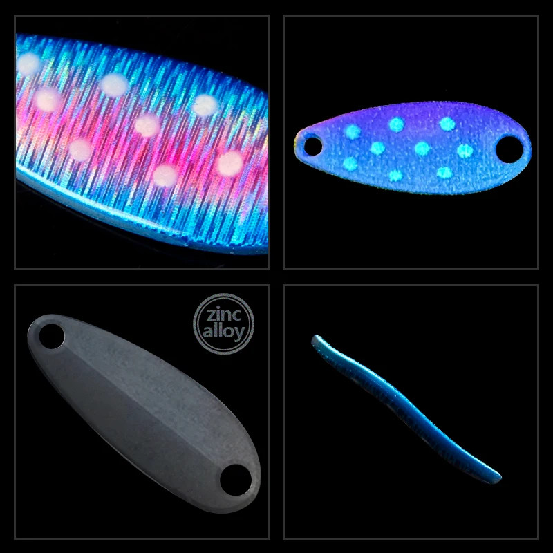 2.3g/3.5g/5g Laser Spinner Lure UV Luminous Spoon Fishing Lure Double ...