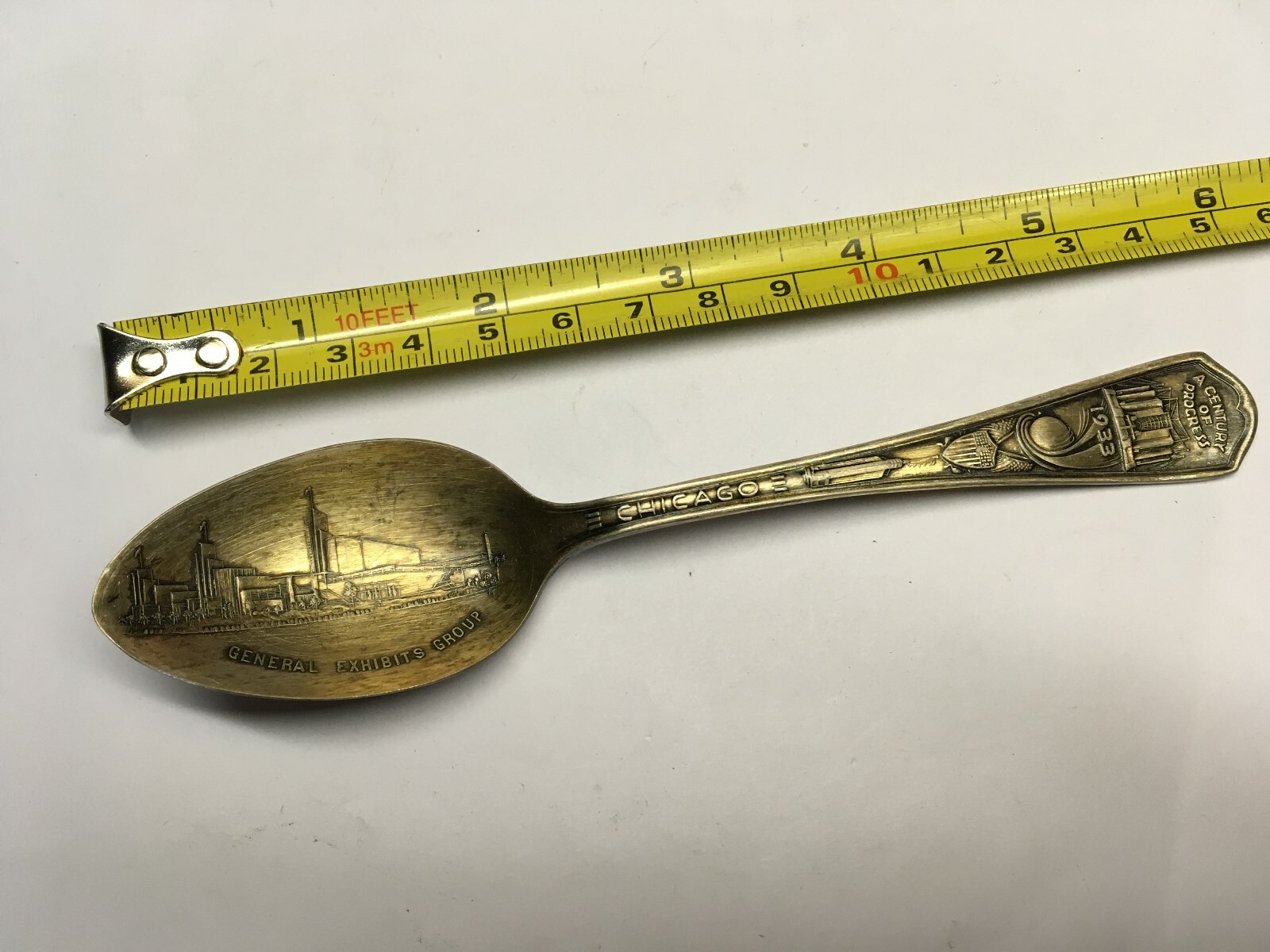 1933 Chicago World's Fair Souvenir Spoon 6” Hall of Science Rostrum ...