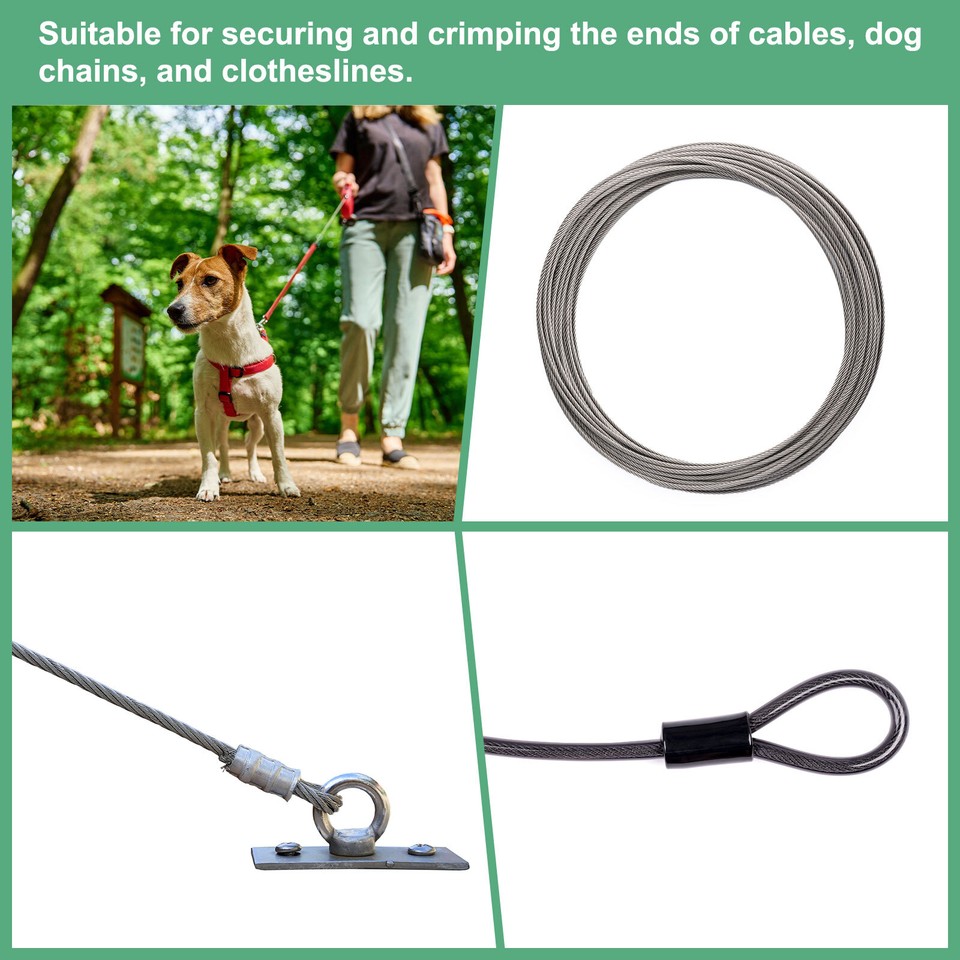 50-Pack Aluminum Crimping Loop Sleeves 5mm 3/16" Double Round for Wire ...