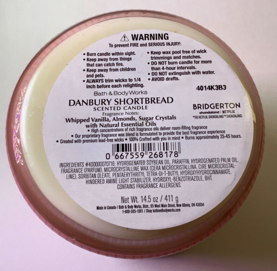 Bath & Body Works Bridgerton Danbury Shortbread 3-wick Candle Whip ...