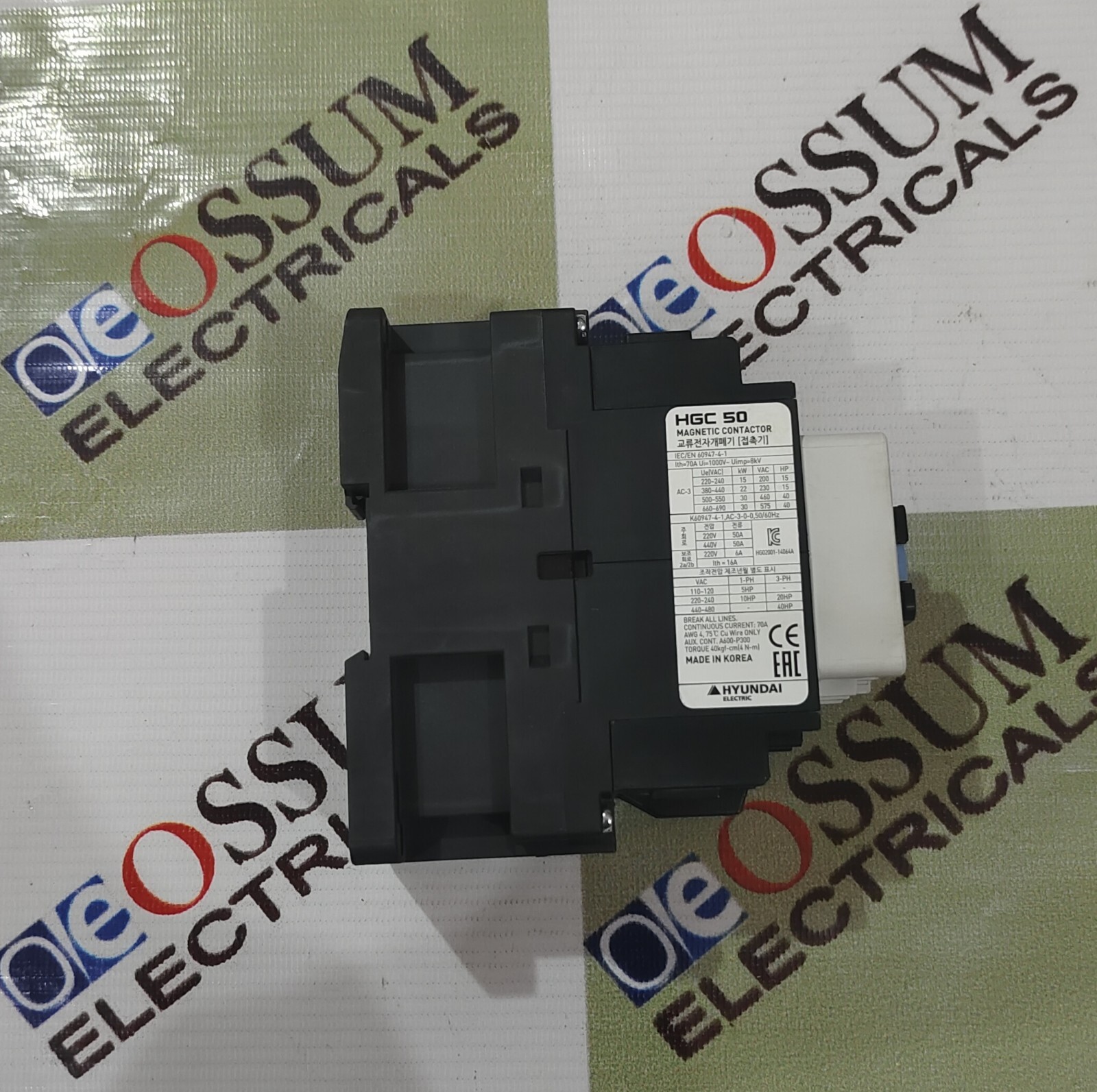 HYUNDAI ELECTRIC HGC50 POWER CONTACTOR 50AMP VOLTAGE 220VAC FREE FAST ...