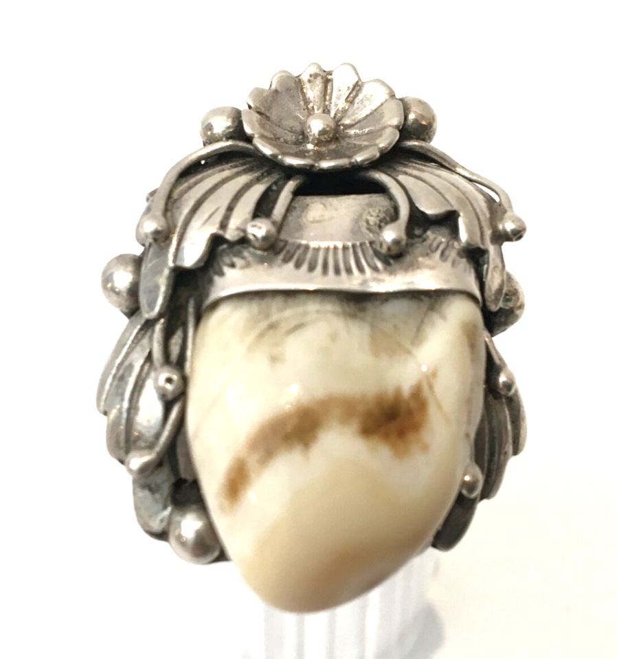 Vintage Richard Begay Navajo Sterling Silver Elk Tooth Ring, Size 8.75 ...