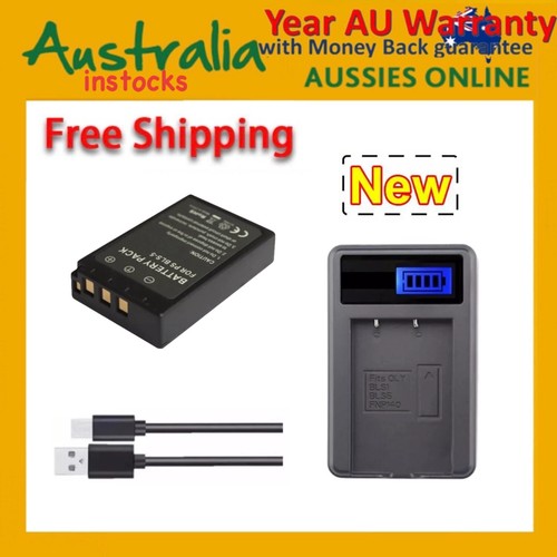 Battery + Charger BCS-5 for Olympus PS-BLS-5 50 PEN Mini E-PM1 E-PM2 ...
