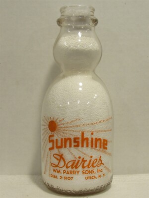 TRPQCT Milk Bottle Sunshine Dairies Wm Parry Dairy Utica NY ONEIDA CO ...