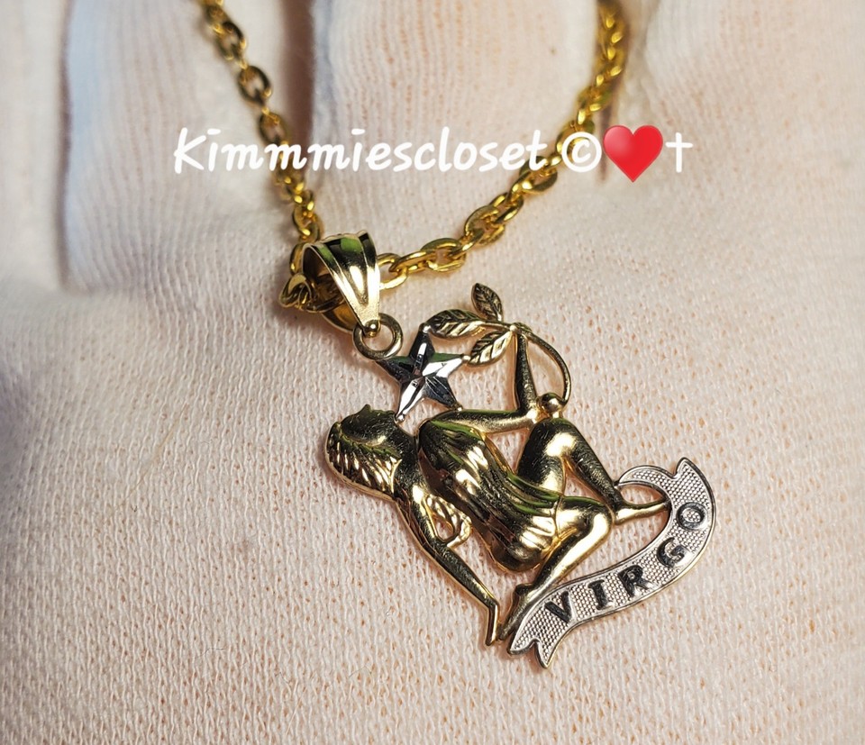 14k Yellow & White Gold Virgo Zodiac Sign Marc Anthony Vintage 1970's ...