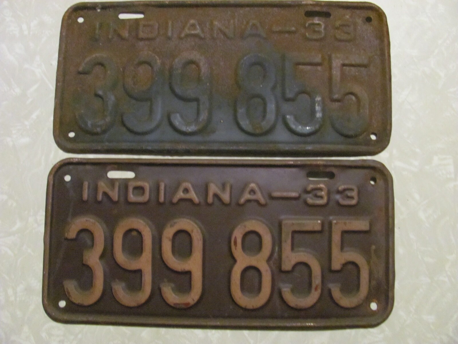 PAIR 1933 INDIANA passenger LICENSE PLATE original paint FREE SHIPPING ...