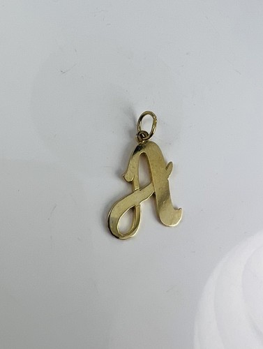 14K Solid Yellow Gold Cursive Letter "A" Pendant | eBay