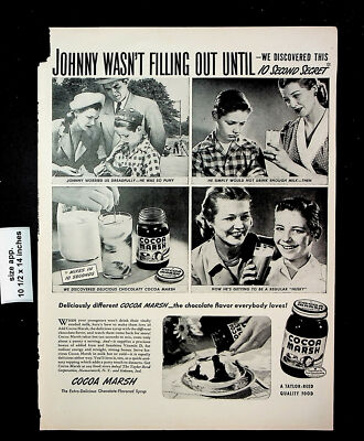 1946 Cocoa Marsh Chocolate Flavored Syrup Little Boy Vintage Print Ad ...
