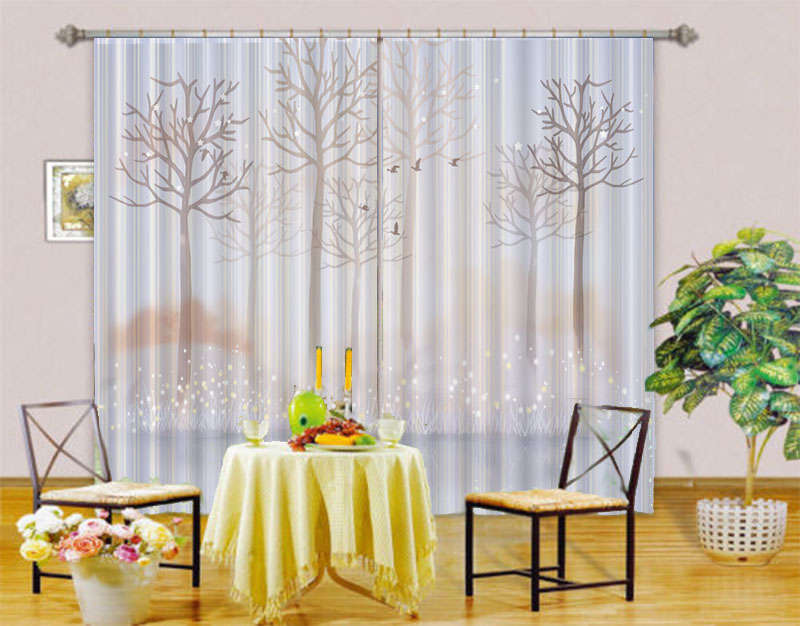 Fluorescent Star Tree 3D Curtain Blockout Photo Printing Curtains Drape ...