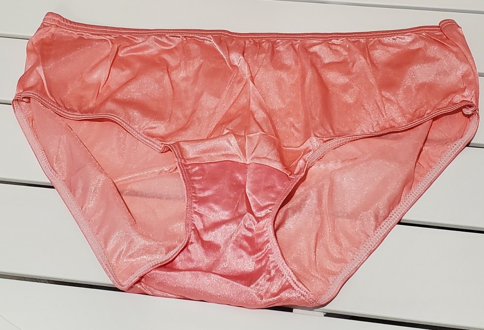 Shadowline Bikini Panty Shiny Nylon Wide Gusset Full Cut 7/L Icing PINK ...