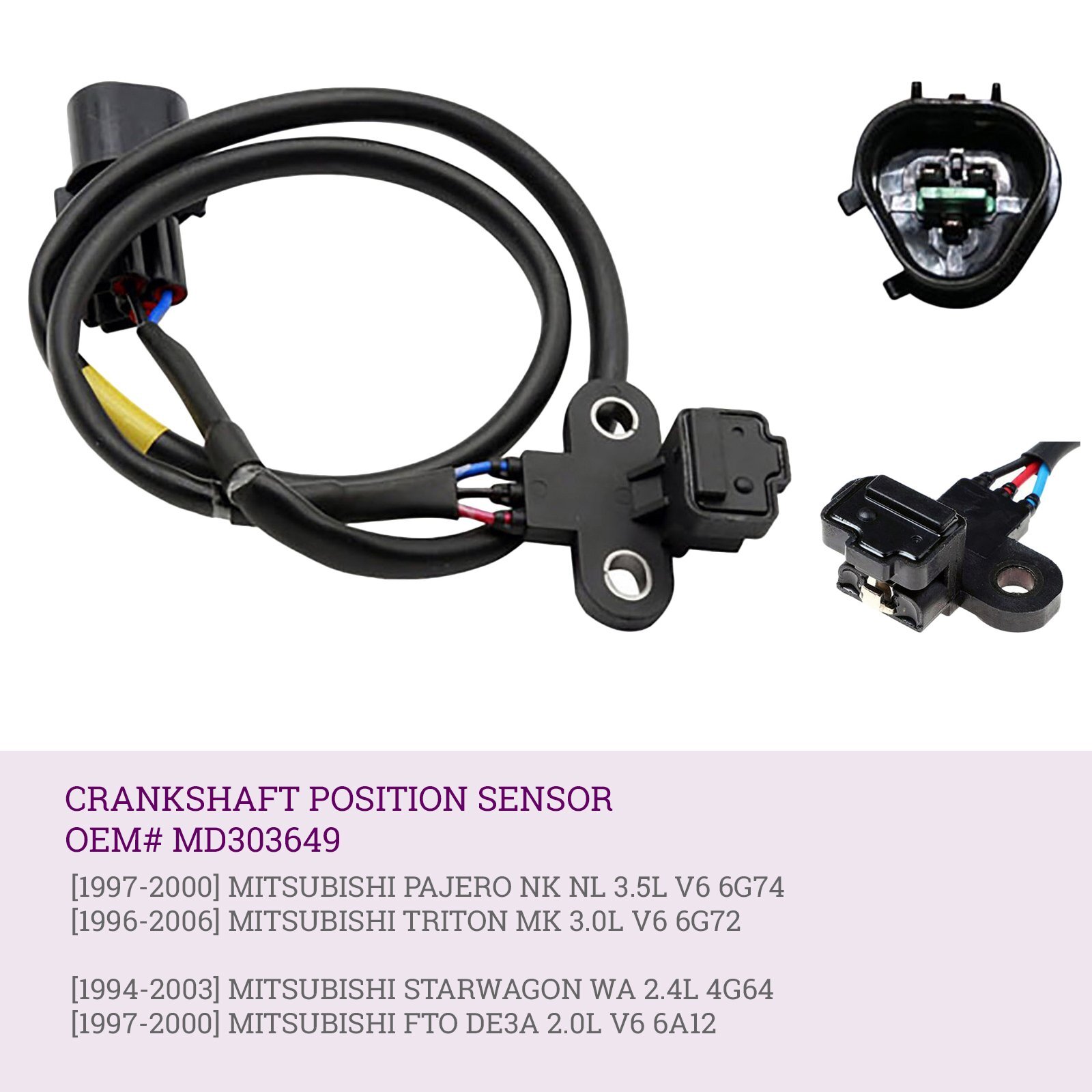 MD303649 CRANK ANGLE SENSOR FOR MITSUBISHI TRITON MK 3.0L V6 6G72 ...