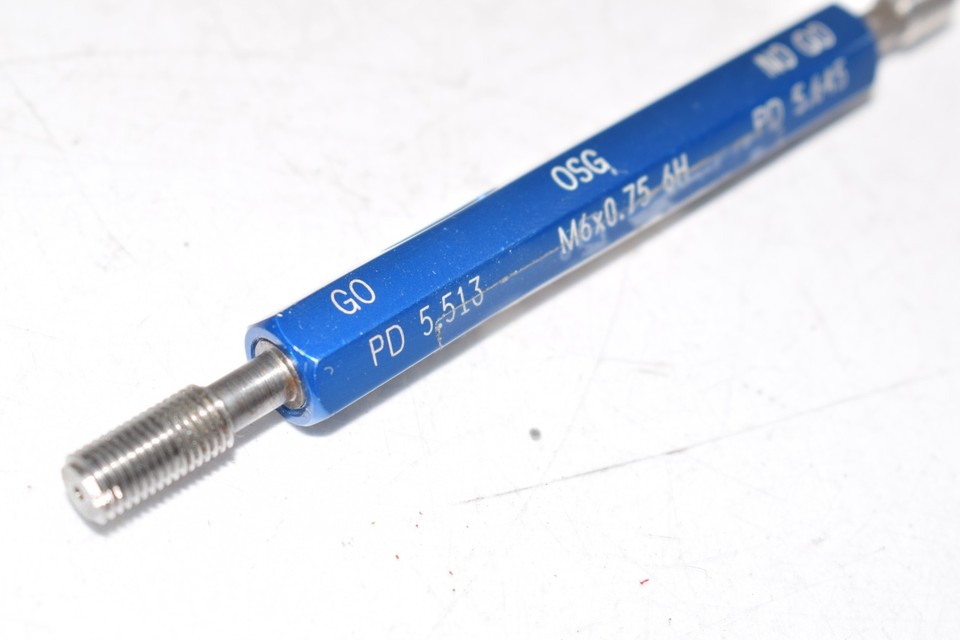 OSG M6 x 0.75 6H Thread Plug Gage Assembly GOPD 5.513 x NOGO PD 5.645 ...