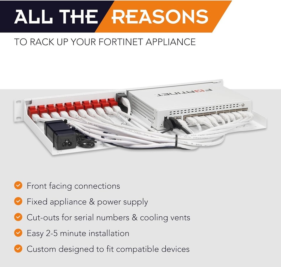 Rackmount.IT RM-FR-T10 1U Shelf FortiGate 60F 61F 70F Rack Mount Open ...