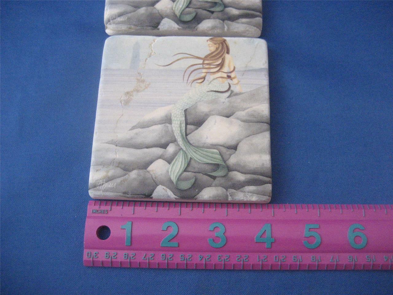 Mermaids Seatails Coasters 4 Screencraft Tileworks 4 x 4 Ocean Rocks ...