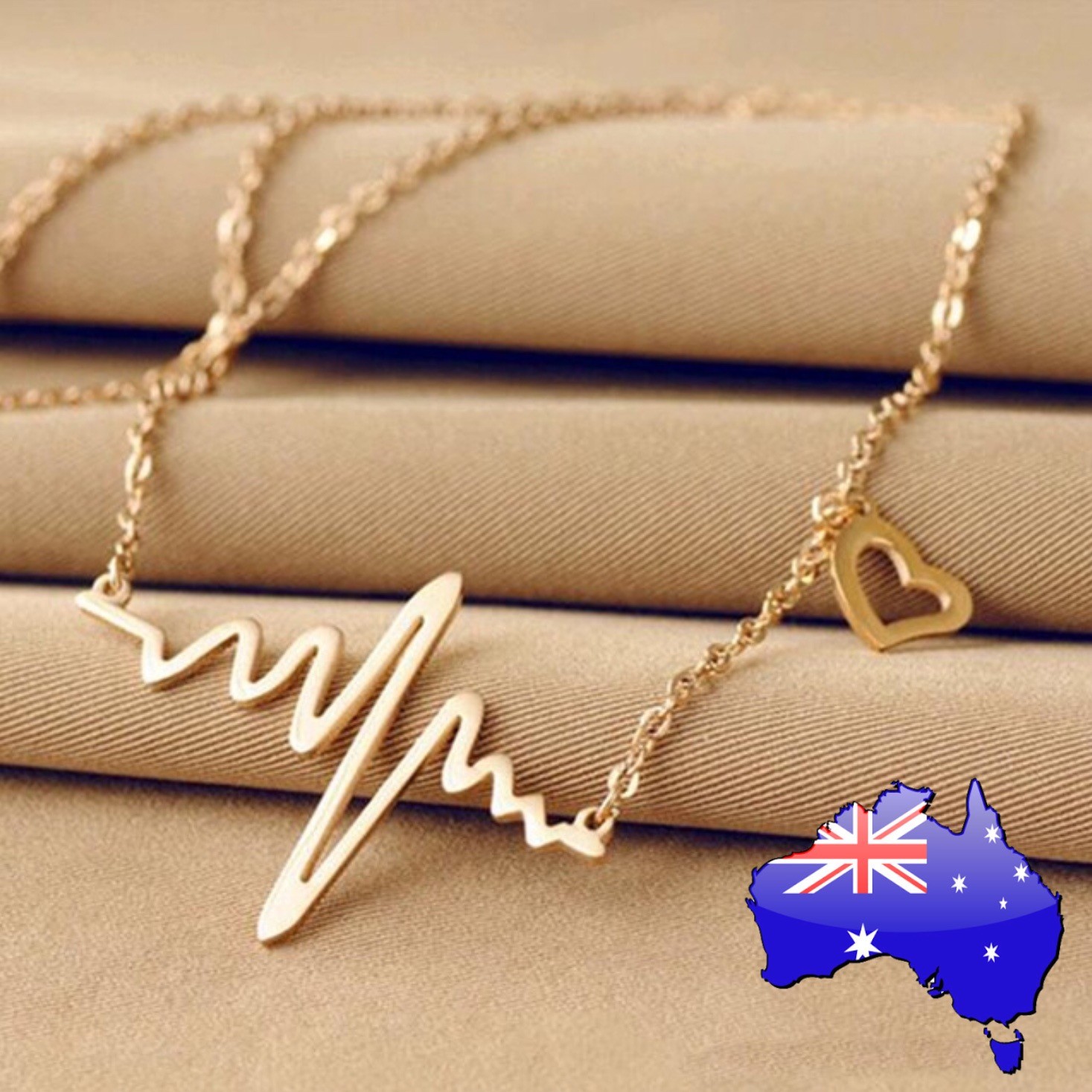 Silver or Gold Heartbeat Pendant Electrocardiogram ECG EKG Necklace ...