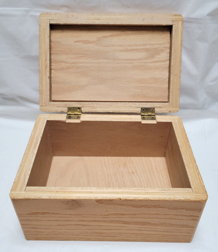 Plain Light Wooden Box with Hinged Lid 10"x7"x5.5" - No Lock | eBay