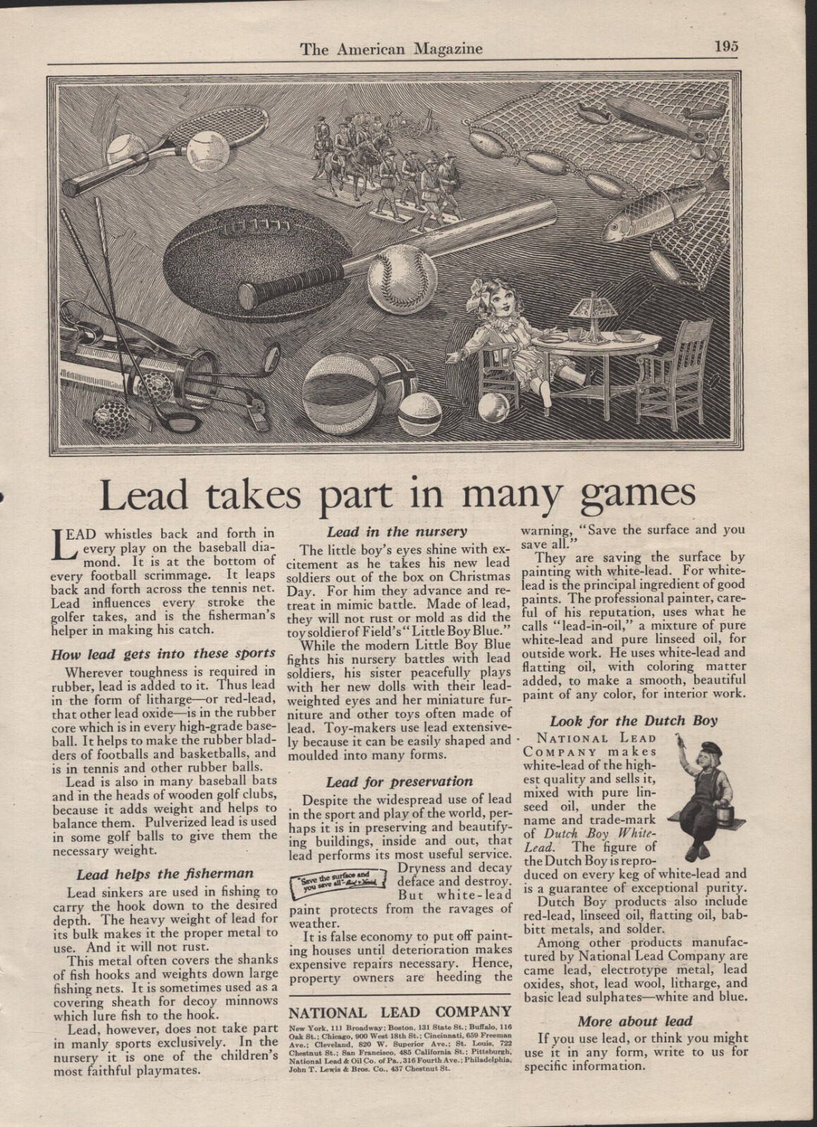 Dutch Boy White Lead - 1923 - National Lead Company - Vintage Magazine ...