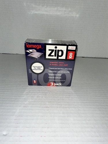 Iomega Zip 100~3-Pack Disks~SEALED NEW~IBM Compatible Formatted Storage ...