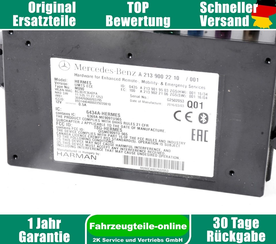Bluetooth Steuergerät Mercedes E-Klasse W213 A2139002210 | eBay.de