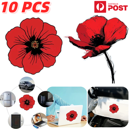 10PCS Poppy Sticker Vinyl Car Truck Decal Flower Decoration Set ...