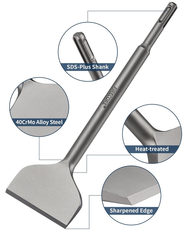 Firecore SDS PLUS Hammer Drill Chisel Bit, 3 Wide Cranked Angled Bent ...