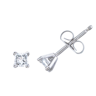 14K White Gold .25 Ct Princess Diamond Martini Setting Stud Earring | eBay