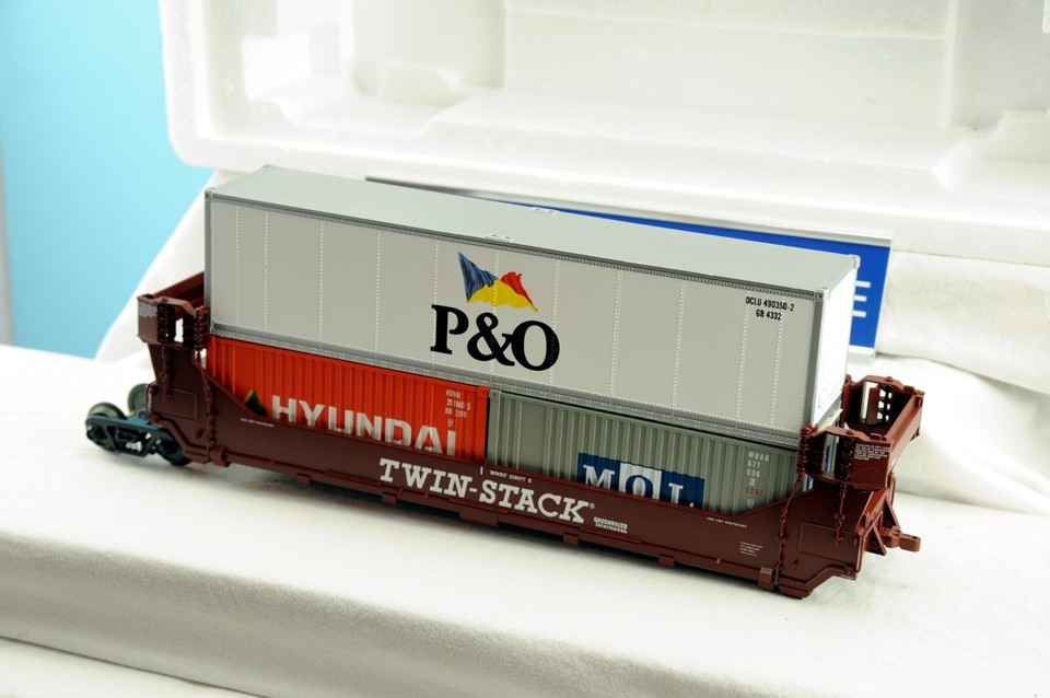 MTH PREMIER 90835 A & B BNSF 5-CAR TWIN STACK CONTAINER SET. NEW IN BOX ...