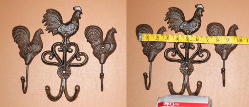 Farmyard Cackle Rooster / Chicken Hen Cast Iron Wall Hooks - 6 items | eBay