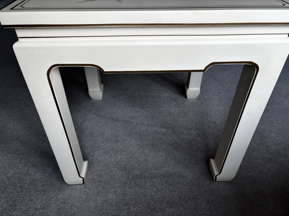 Chinese Lamp Table Side End Table Chinoiserie Birds Flowers Gold Cream ...