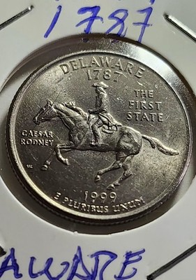 🇺🇸 RARE 1999 P 25 Cents Quarter USA DELAWARE. SPITTING HORSE Erreur ...